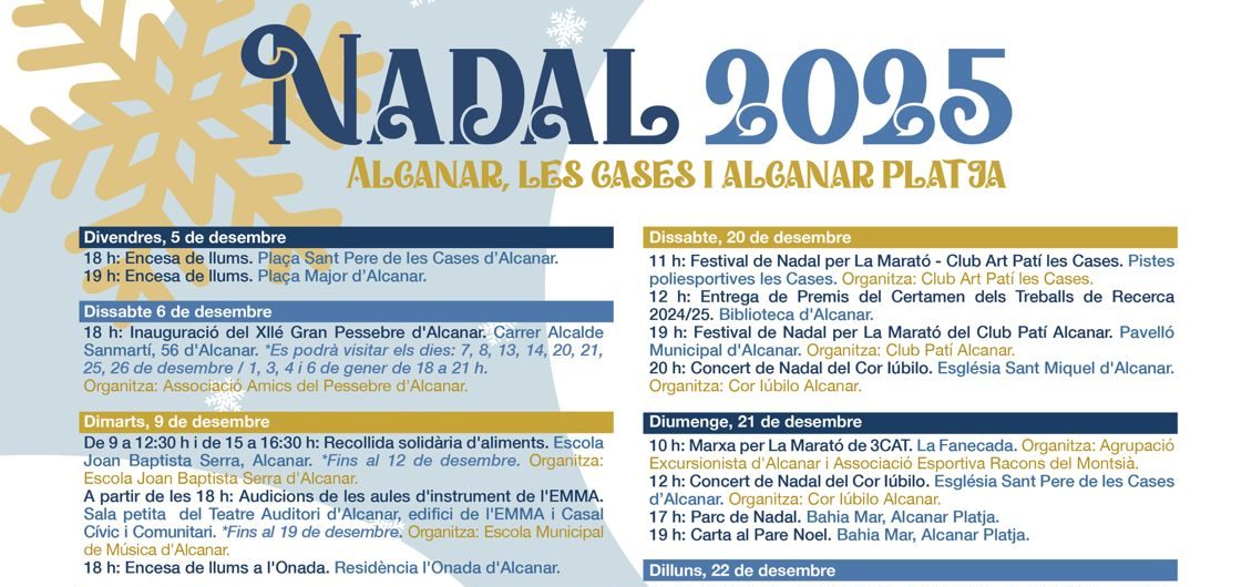 Alcanar encén el Nadal amb un ampli programa d’activitats i un Casal i ...